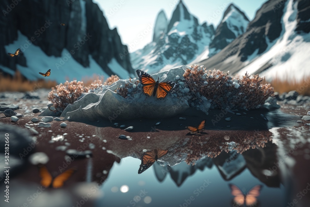 Glacier Paradise: A Hyper-Detailed Winter Landscape with Floating Snow ...