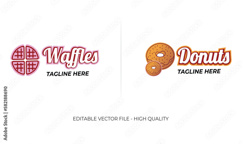 Waffle logo design, donuts logo design, confectionary products, sweet ...