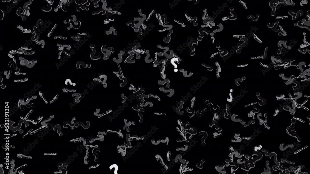 Floating Black Question Mark Isolated loop on alpha background Stock ...