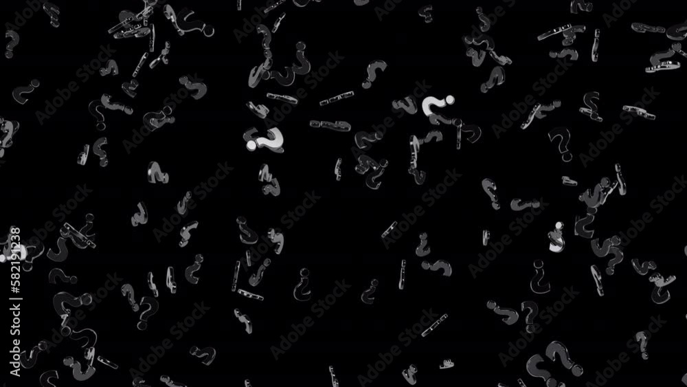 Falling Black Question Mark Isolated loop on alpha background Stock ...