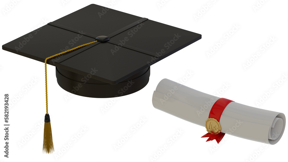 Graduation cap and diploma isolated on Transparent PNG Background ...