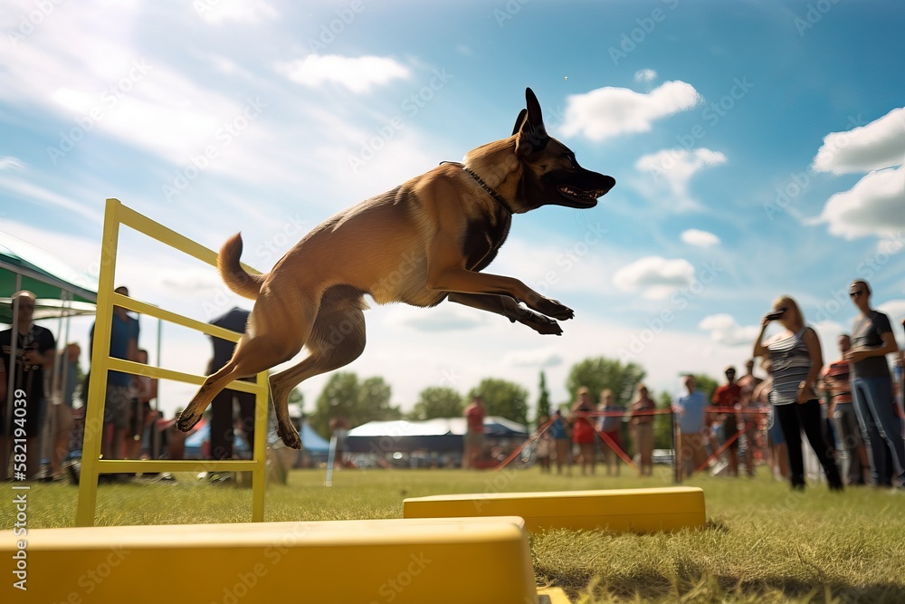 Determined Belgian Malinois Successfully Completing an Agility Course ...