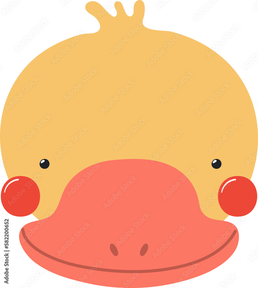 Cute funny baby duck face cartoon character illustration. Hand drawn ...