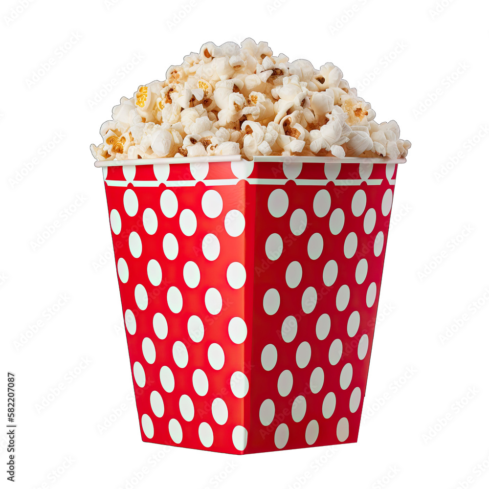 bucket of popcorn, transparent background png Stock Photo | Adobe Stock