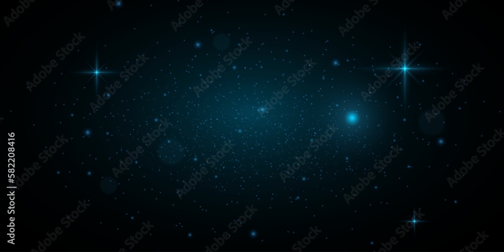 Shiny particle effect. Vector sparkles on a black background. Christmas ...