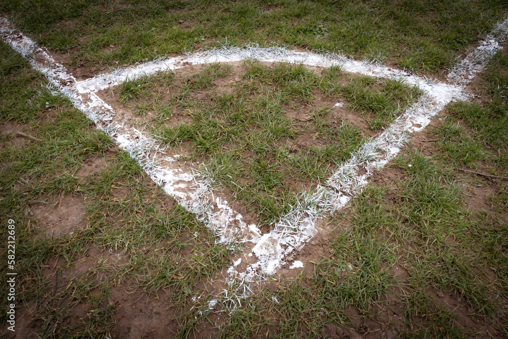 Local muddy football pitch with fresh corner markings Stock Photo ...