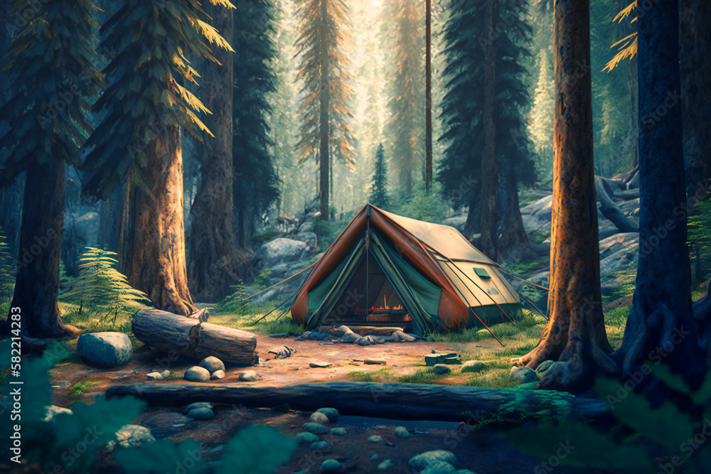 Rustic and peaceful forest camping trips, surrounded by towering trees ...