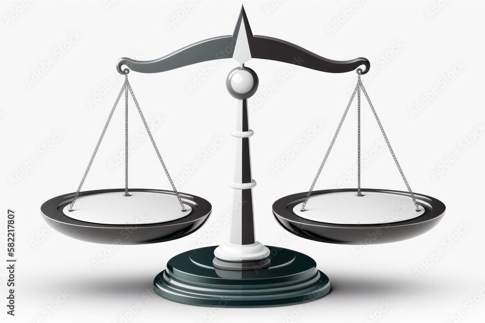 Balance scale with black and white balance scale on one side and white ...