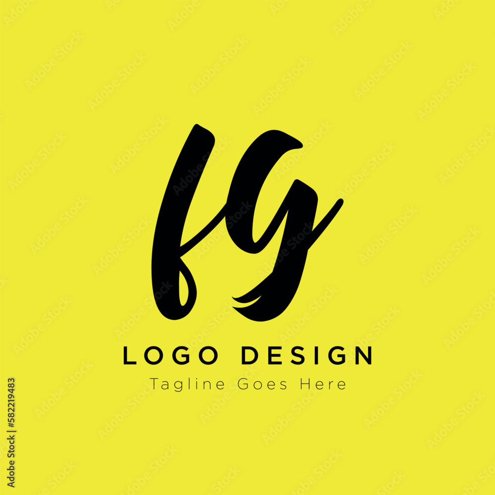 Cursive Hand Written Letter FG Logo Design , FG Icon Stock Vector ...