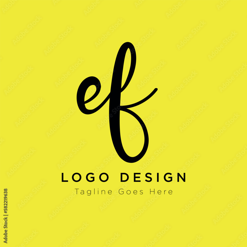 Cursive Hand Written Letter EF Logo Design , EF Icon Stock Vector ...