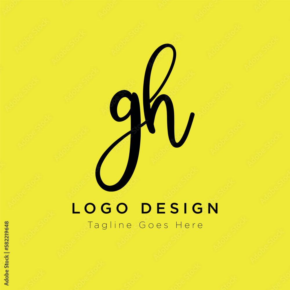 Cursive Hand Written Letter GH Logo Design , GH Icon Stock Vector ...