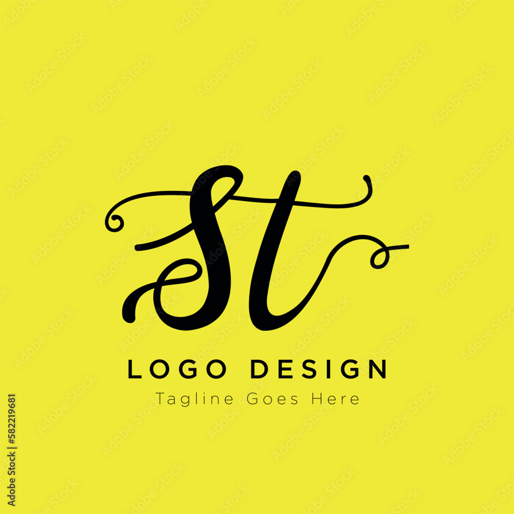 Cursive Hand Written Letter ST Logo Design ST Icon Stock Vector cursive-hand-written-letter-st-logo-design-st-icon-stock-vector