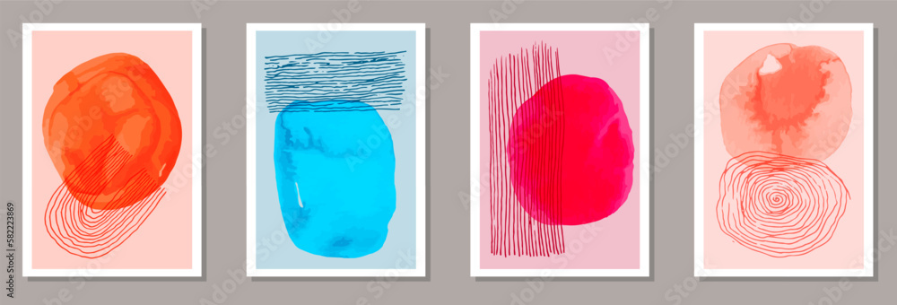 Hand drawn original postcards vector set. Stock Vector | Adobe Stock