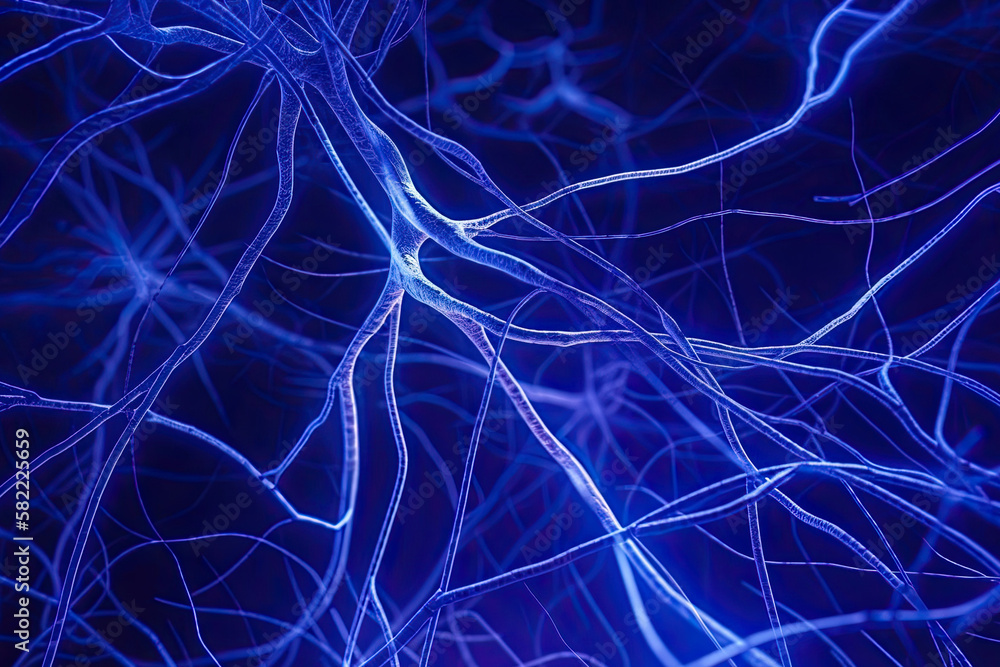ภาพประกอบสต็อก Neuron cells on abstract background, neural connections in the human brain ...