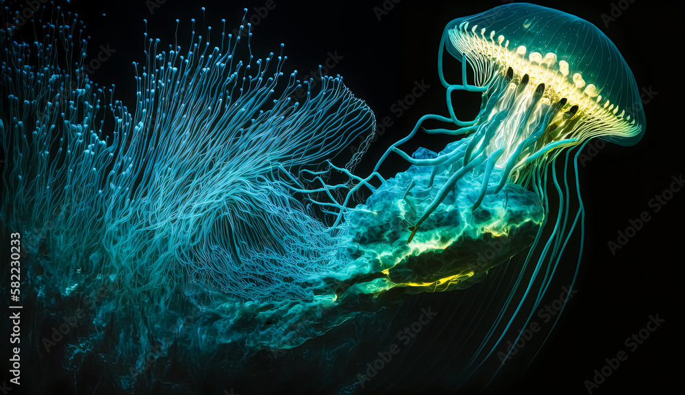 AI Generative Illustration of a Creative Photo of, Bioluminescent ...