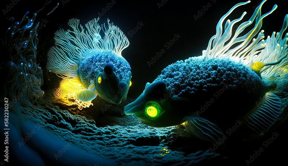 AI Generative Illustration of a Creative Photo of, Bioluminescent ...