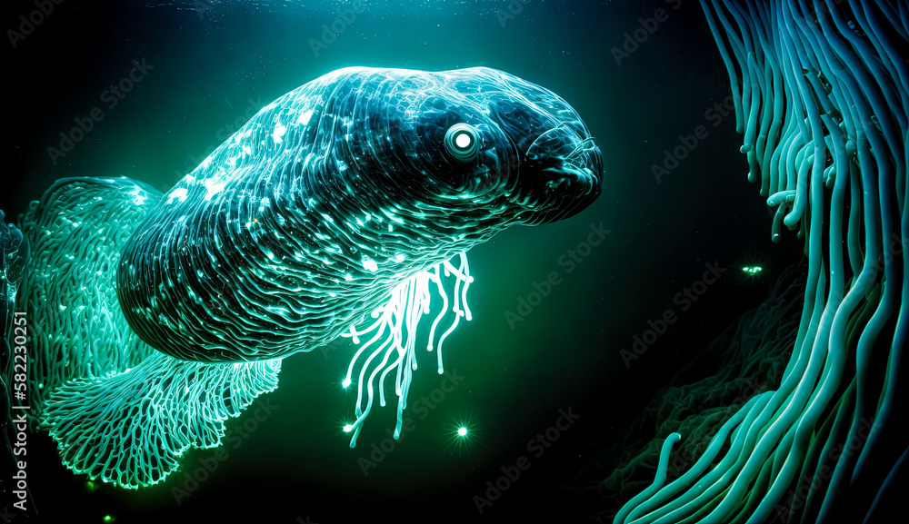 AI Generative Illustration of a Creative Photo of, Bioluminescent ...