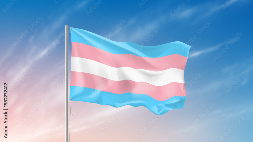 Waving transgender pride flag. Transgender pride flag waving in wind at ...