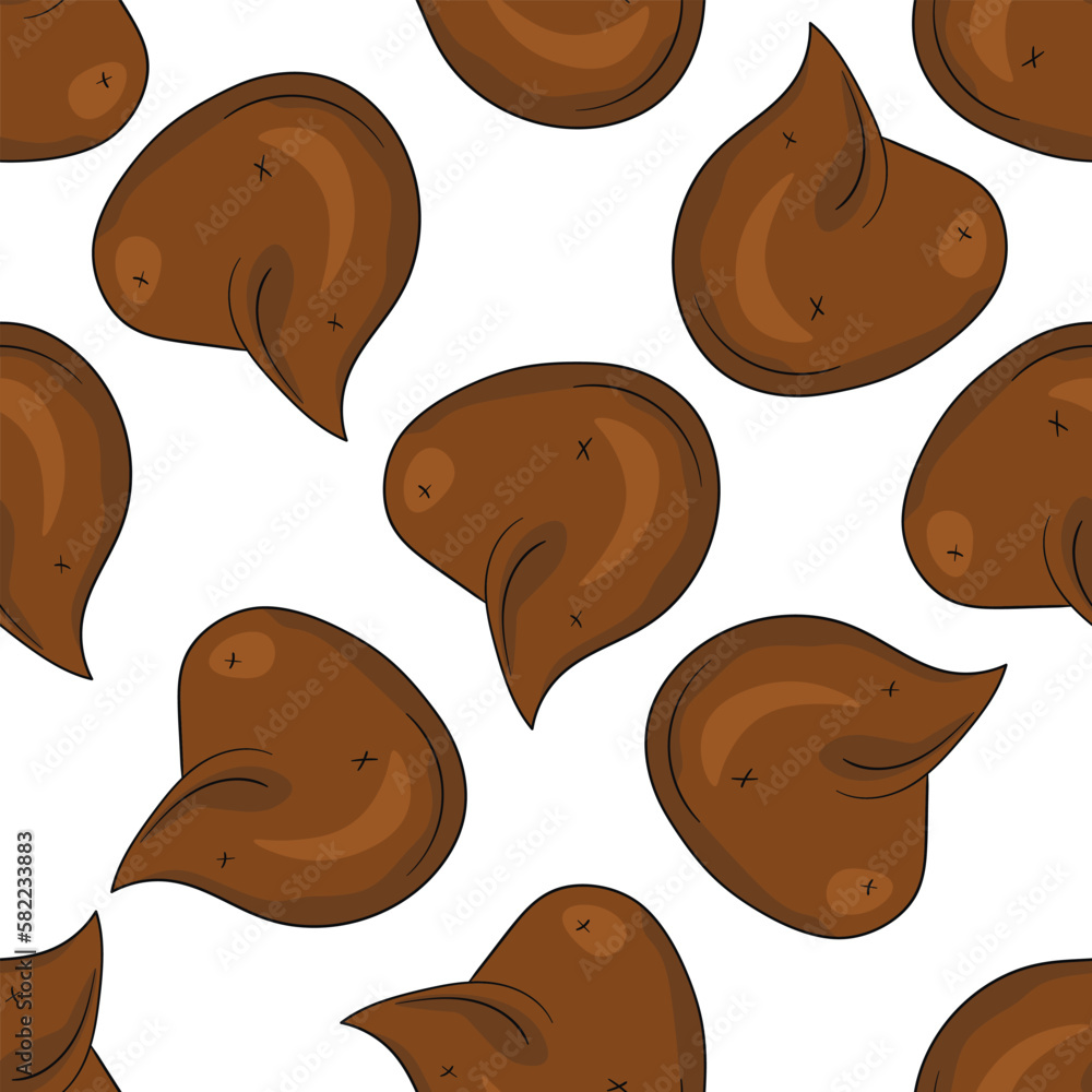 Seamless pattern with kawaii poop on white background. Cartoon poo ...