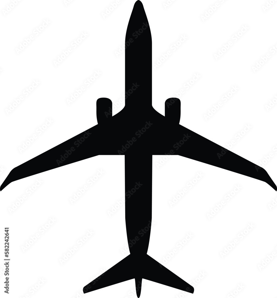 Airplane Boeing 737 Max silhouette vector illustration. Stock Vector ...