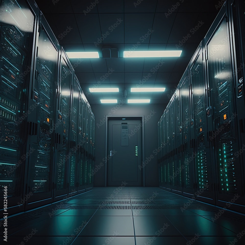 Network and internet communication technology concept, data center ...