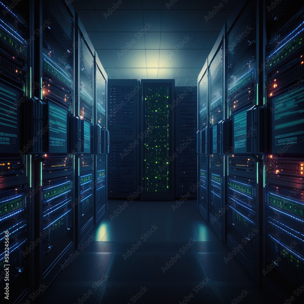 Network and internet communication technology concept, data center ...