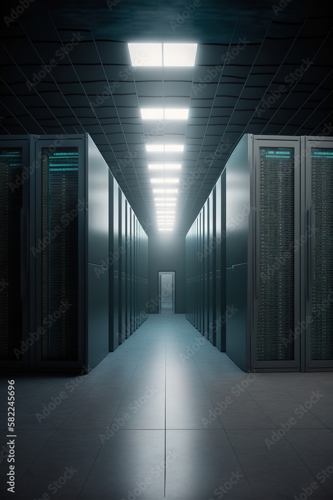 Network and internet communication technology concept, data center ...