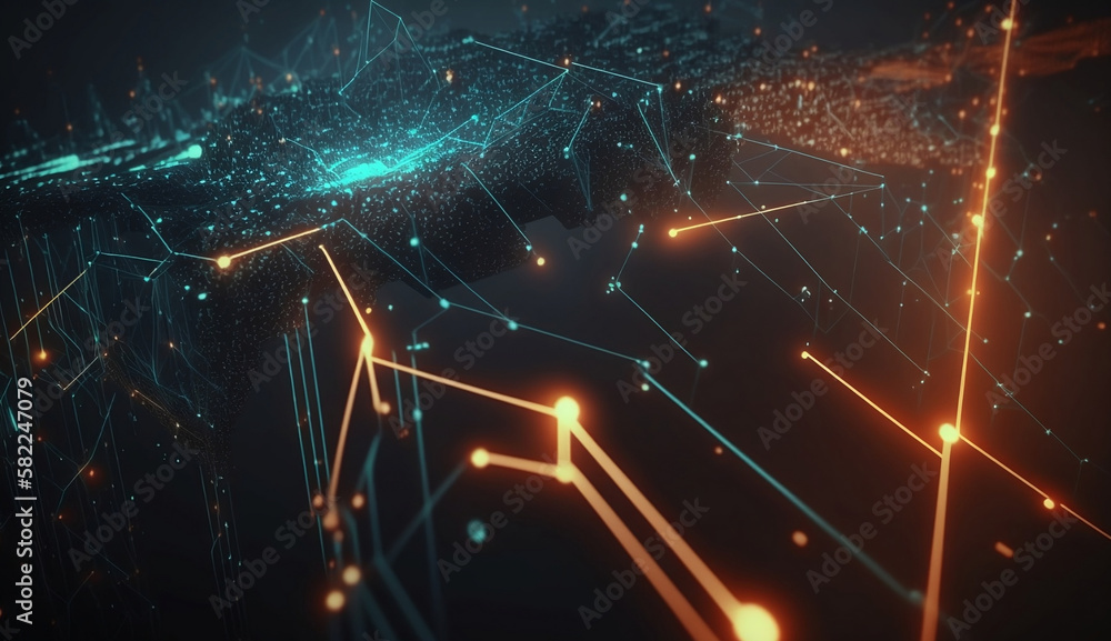 Network connection lines. Big data visualization. Template for ...