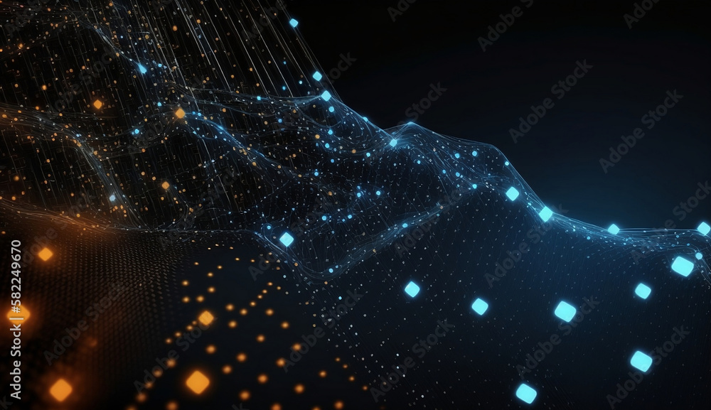 Network connection lines. Big data visualization. Template for ...