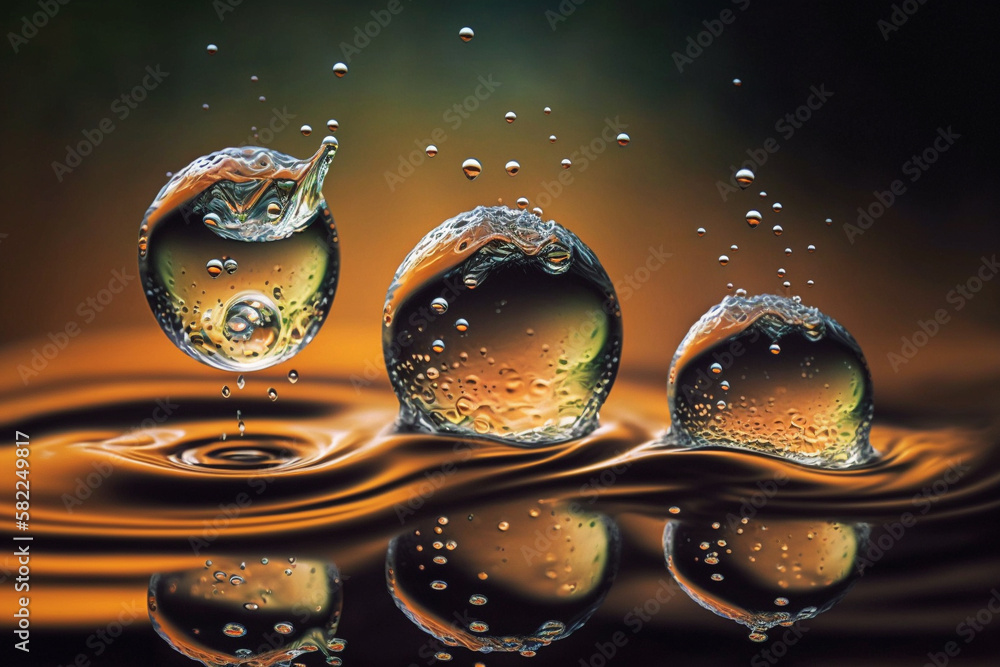 Water drops bouncing back after falling, creating a mesmerizing ...