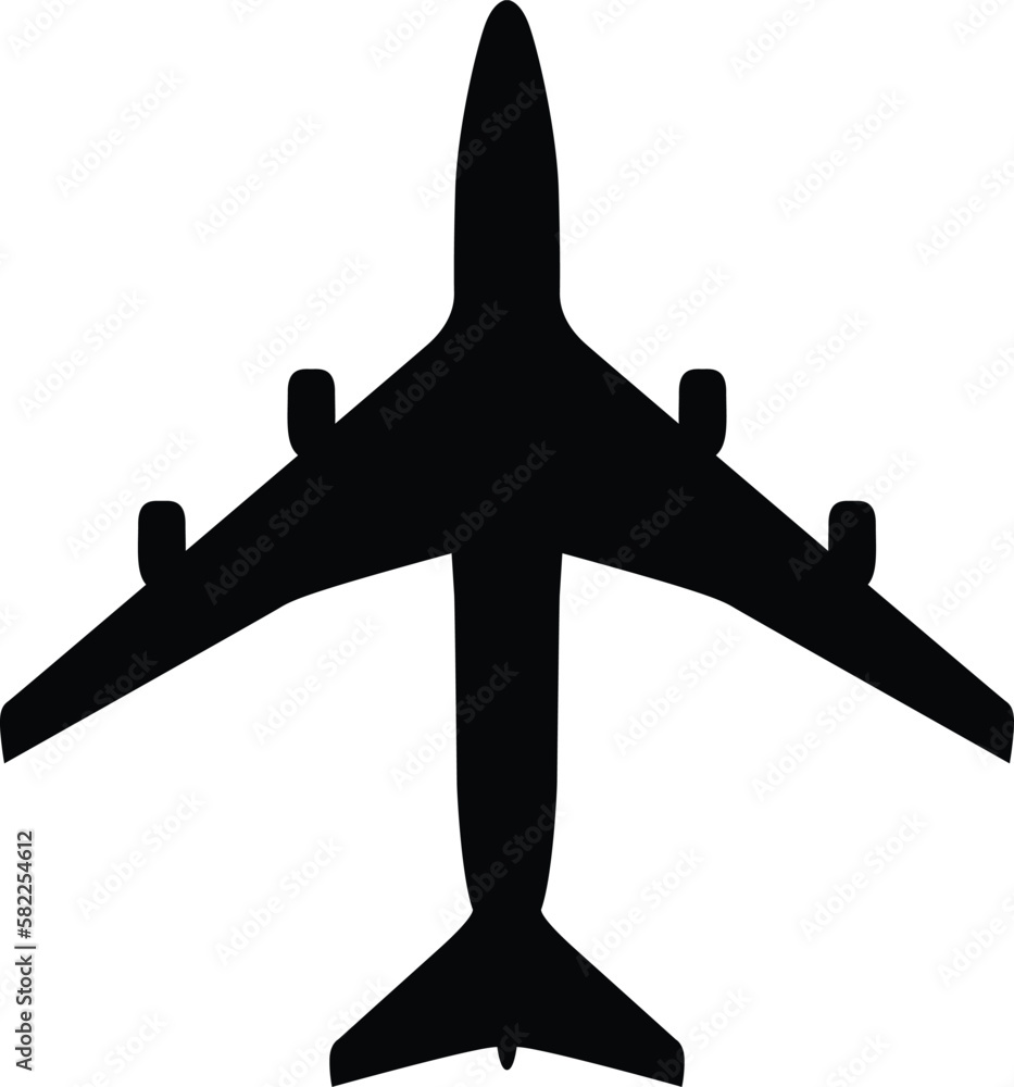 Airplane Boeing 747 silhouette vector illustration. Stock Vector | Adobe Stock