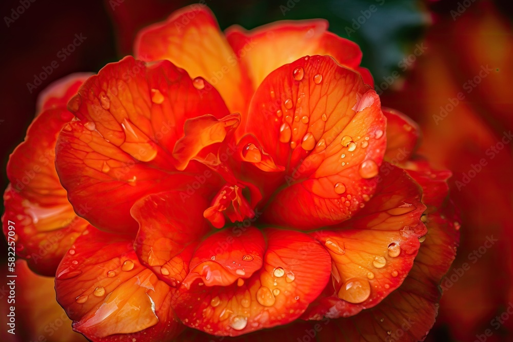 Photo & Art Print Bright red color Macro image of a tuberous begonia ...
