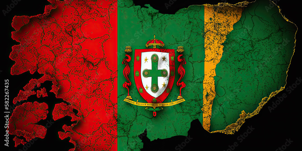 Map of Portugal in Portugal flag colors: A map of Portugal with the ...