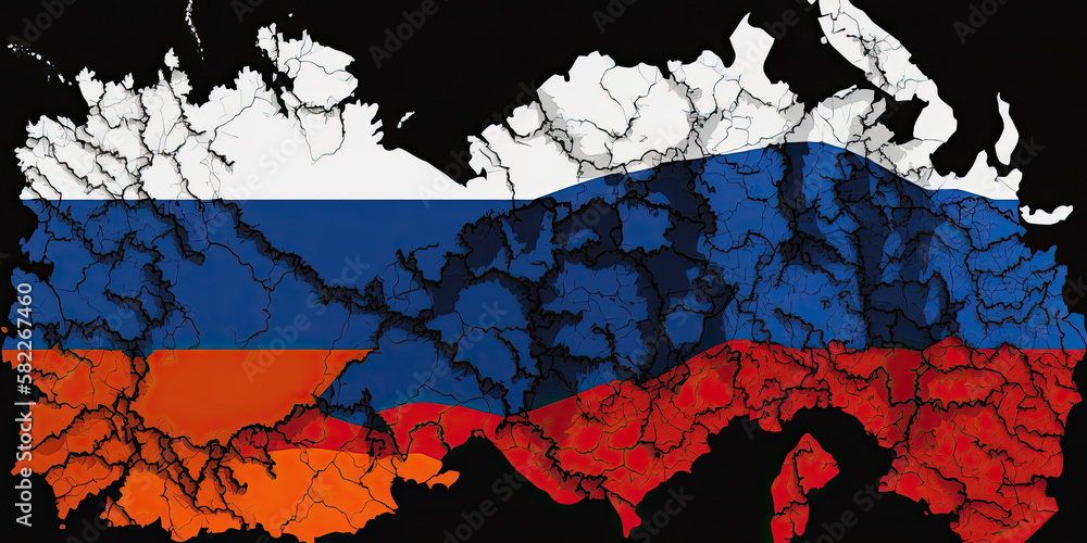 Map of Russia in Russia flag colors: A map of Russia with the colors of ...