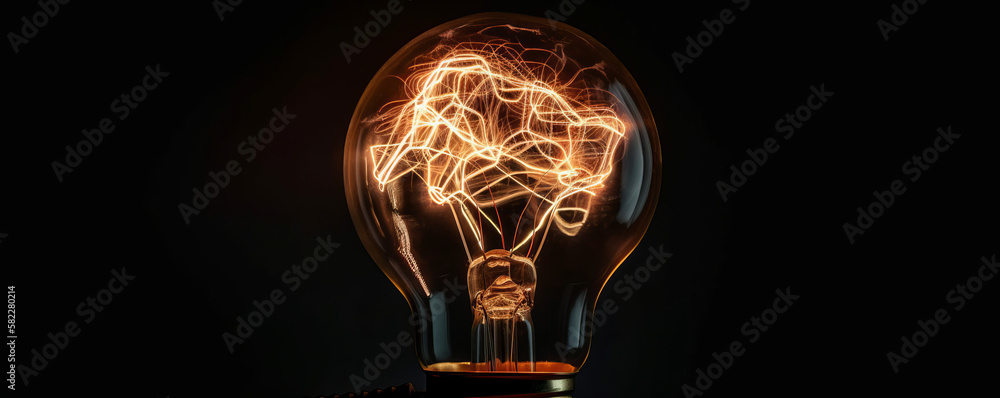 Creative idea concept wallpaper including a shining light bulb with the ...