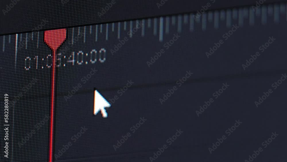 Close-up timeline video editing and computer monitor as video editor ...