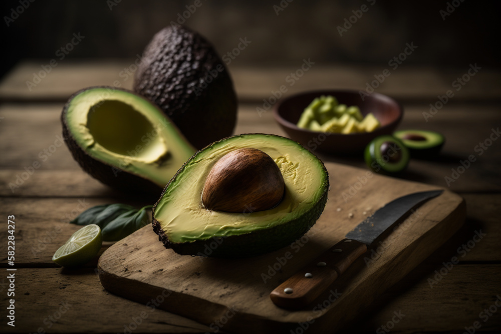 Perfectly Ripe: a half-cut avocado, showing off its beautiful green ...
