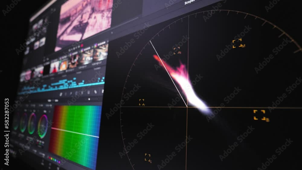 Color grading indicator graph on screen. RGB colour correction graphic ...
