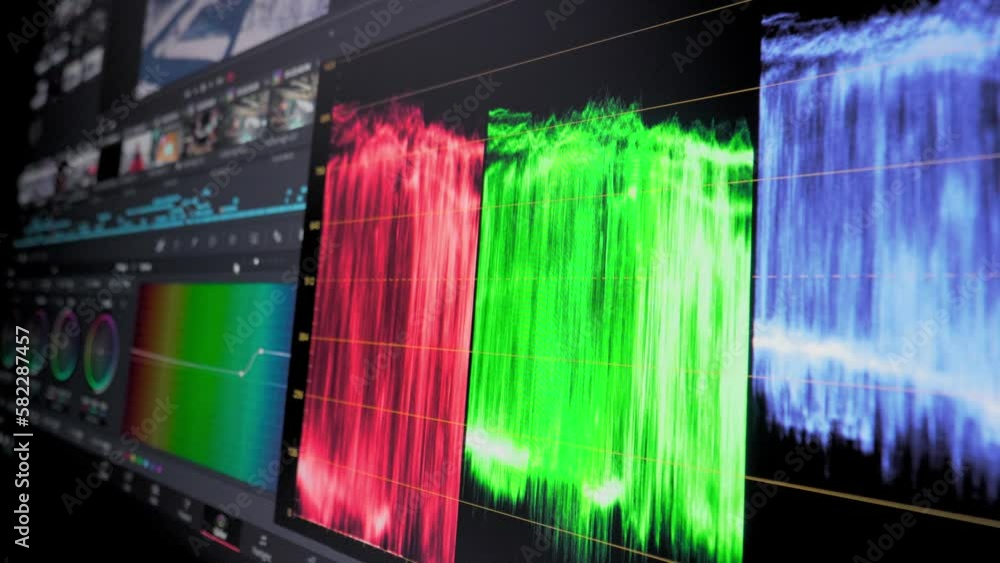 Stockvideo Color grading indicator graph on screen. RGB colour ...