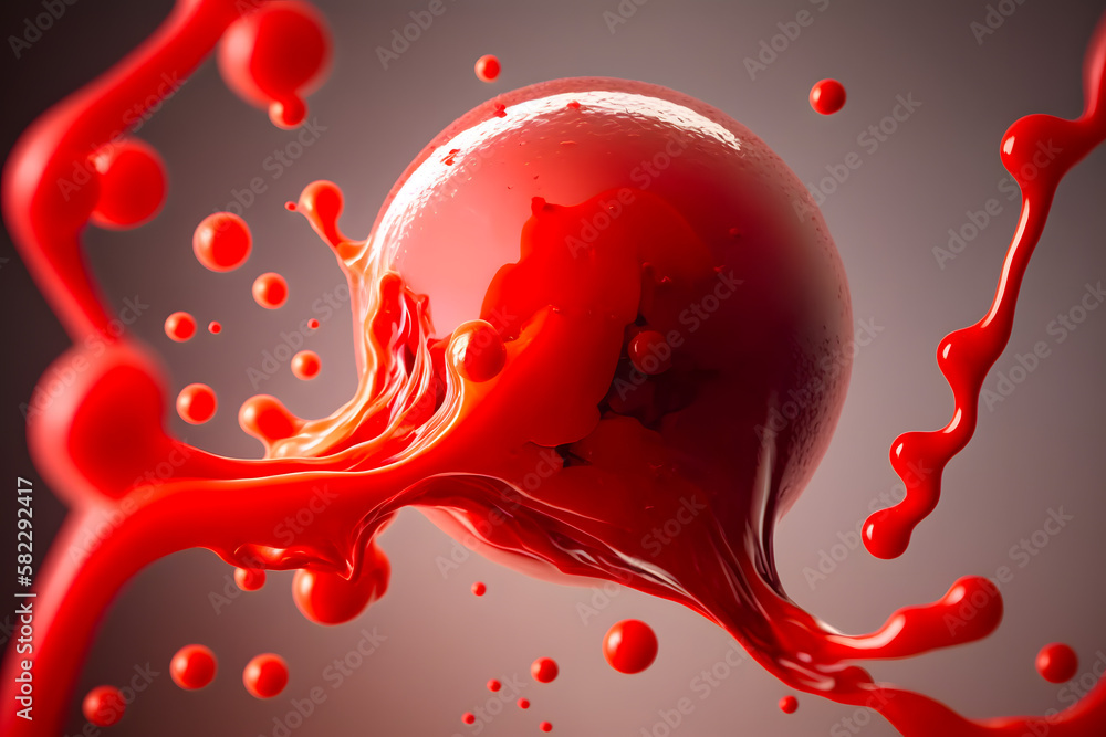Blood vessel with an enlarged ball filled with blood, blood. A ...
