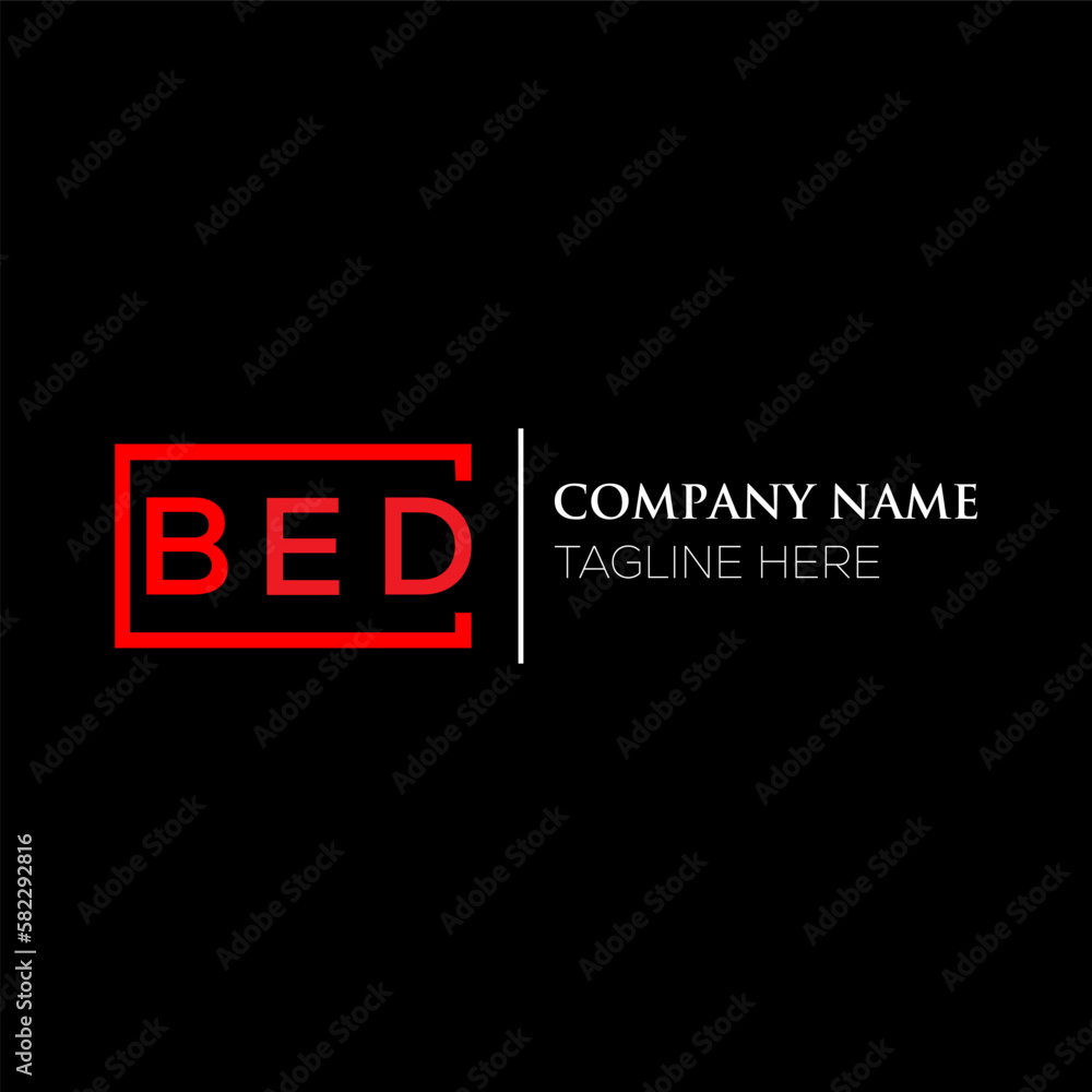 BED letter logo design on black background. BED creative initials ...