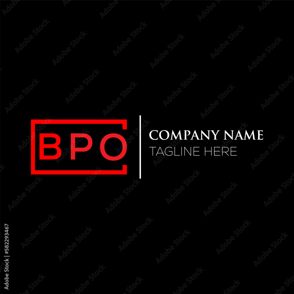 BPO letter logo design on black background. BPO creative initials ...