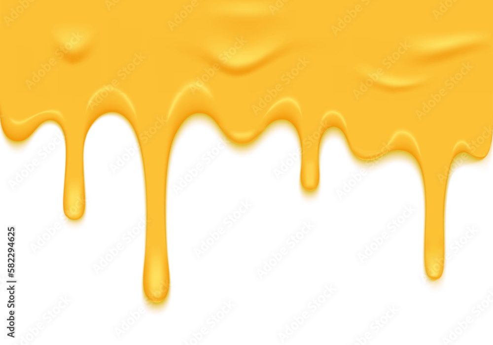 Vector Illustration with Melting Yellow Cheese Isolated on White ...