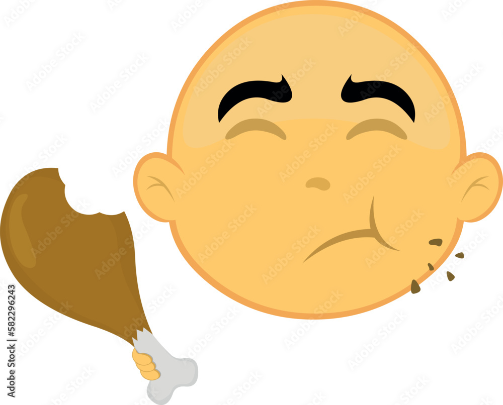vector illustration emoticon of yellow cartoon character face eating a ...