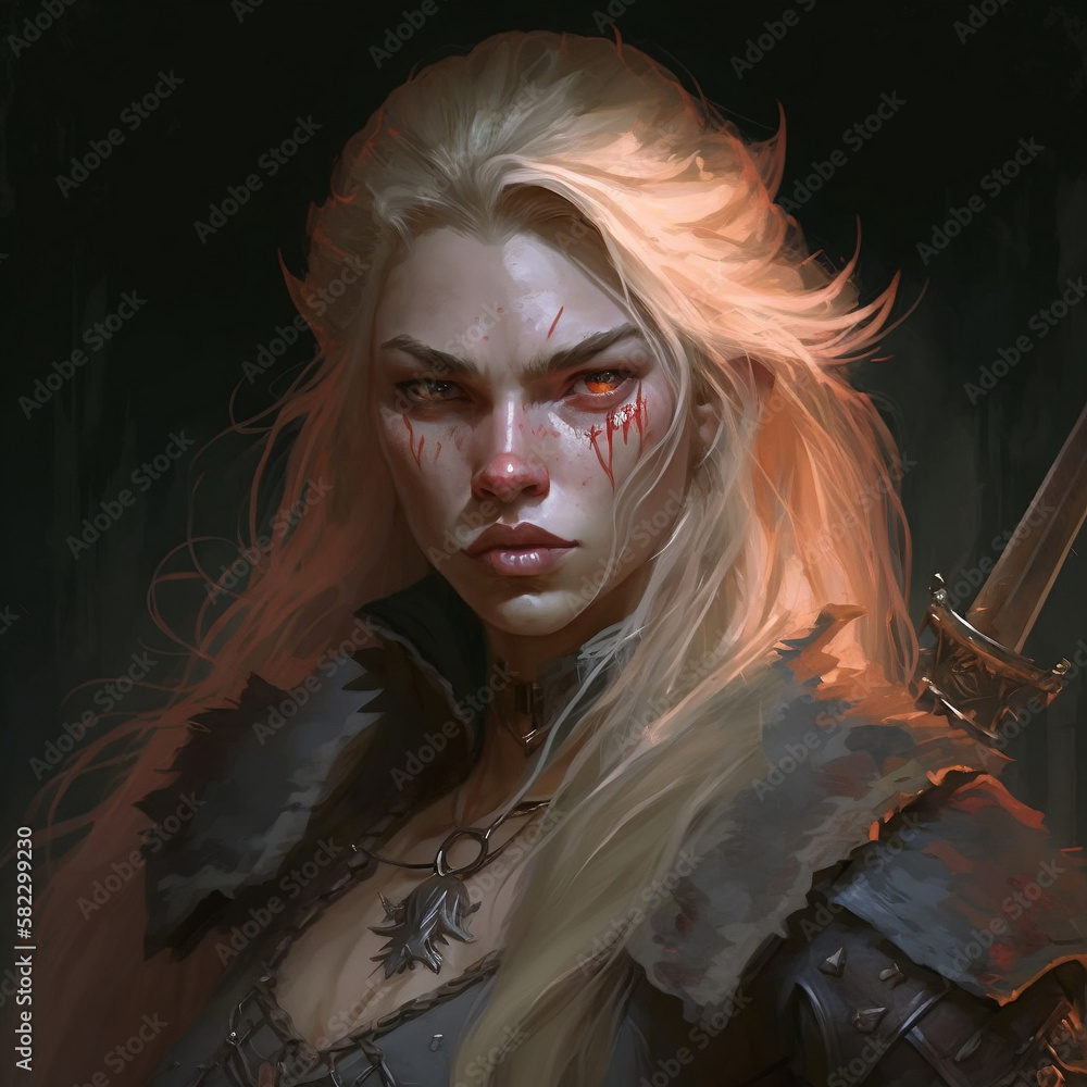 Ilustración generada con AI estilo acuarela de una mujer guerrera ...