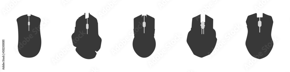 Vetor de Set of computer mouse. Mouse outline vector icons for PC ...