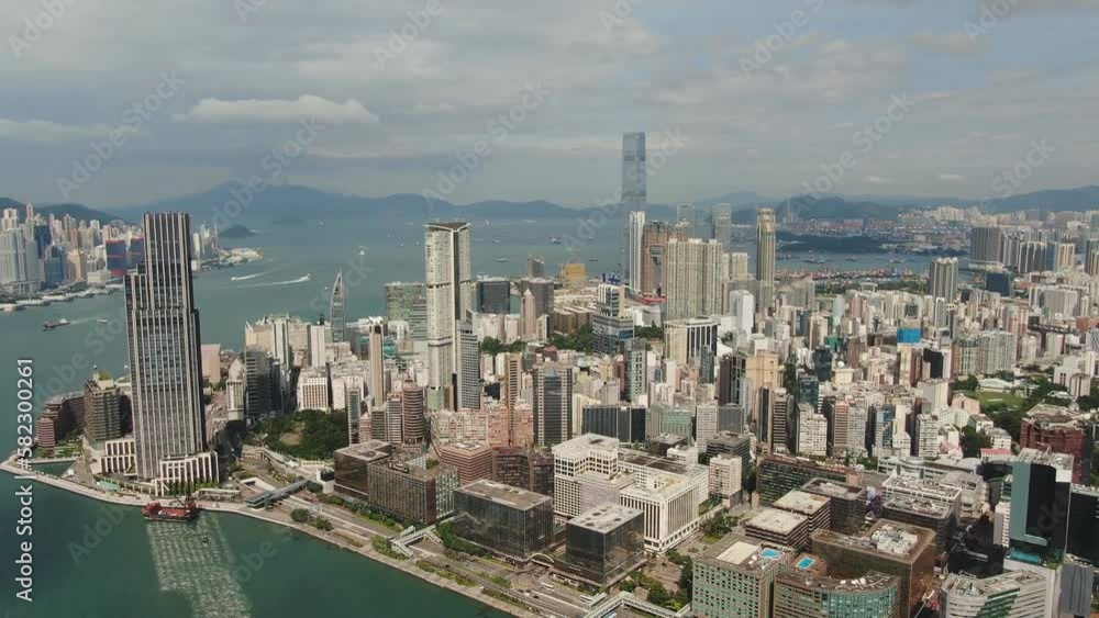Aerial photo from flying drone of an amazing landscape on a China city ...