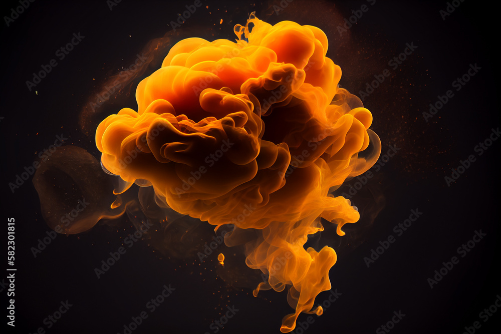 Movement of orange smoke on black background fire design Stock ...