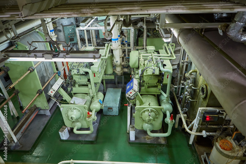 Ship's engine room. Vessel's ( Ship ) Engine Room Space / industrial ...
