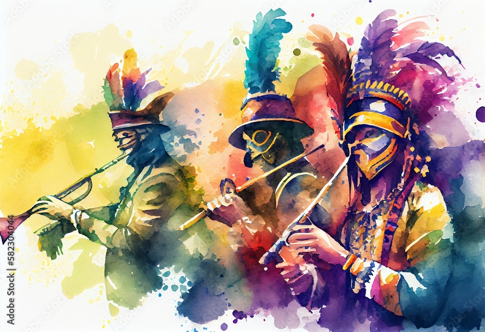Watercolor Illustration of a Carnaval Mardi Gras Celebration Wallpaper ...